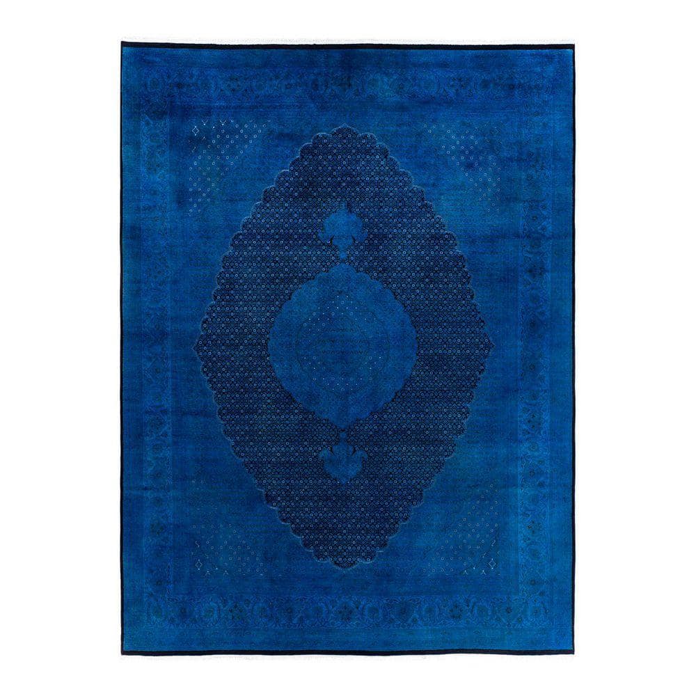 Chloe & Olivia Home Overdyed Blue 9 ft. x 12 ft. Solid Wool Indoor Area ...