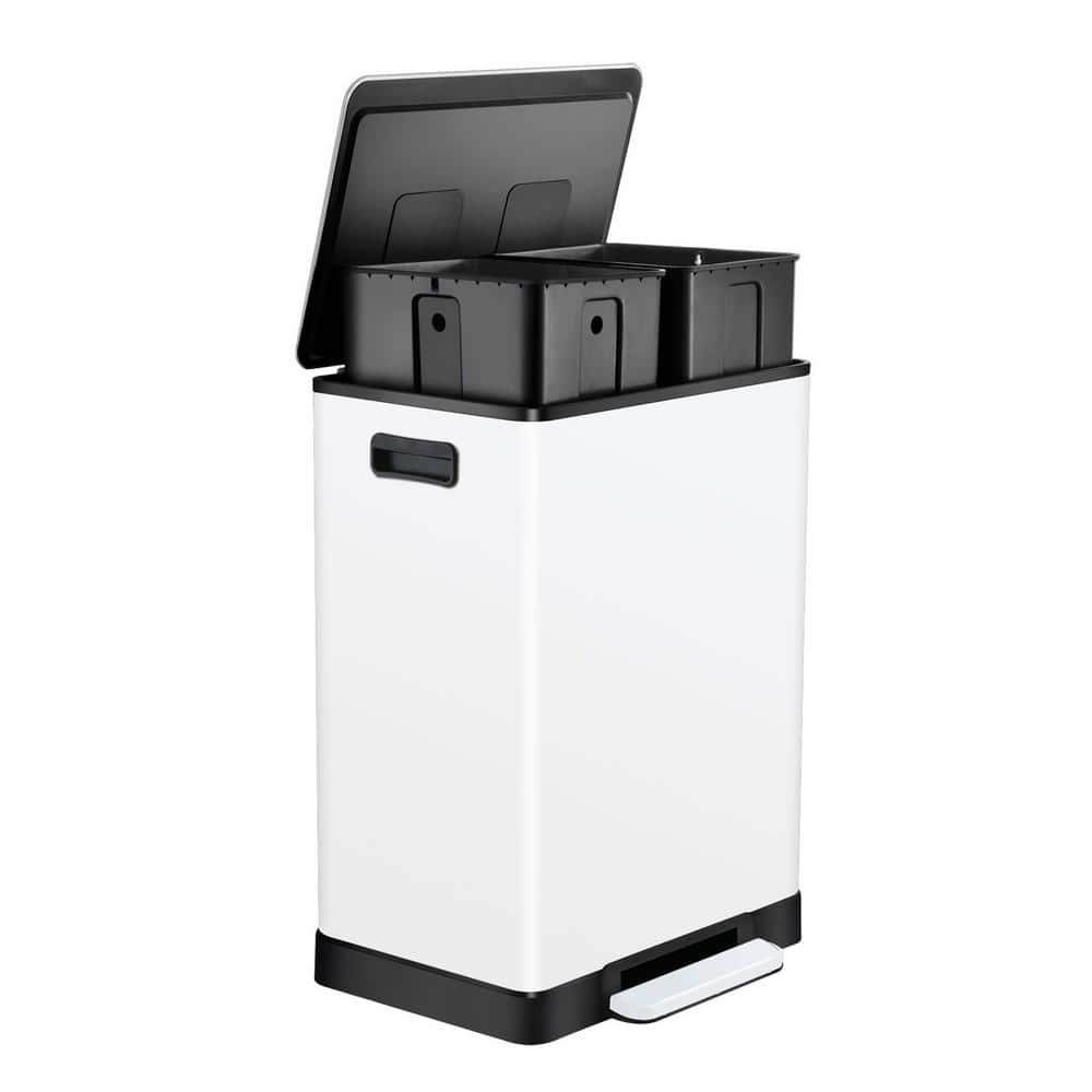 TOILETTREE PRODUCTS 16 Gallon Stainless Steel Dual Compartment Trash ...