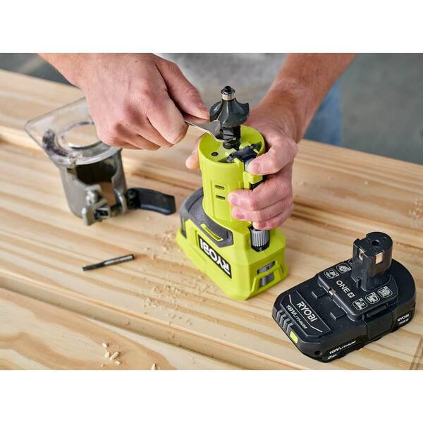 RYOBI ONE+ 18V Cordless Compact Fixed Base Router with 2.0 Ah Battery ...