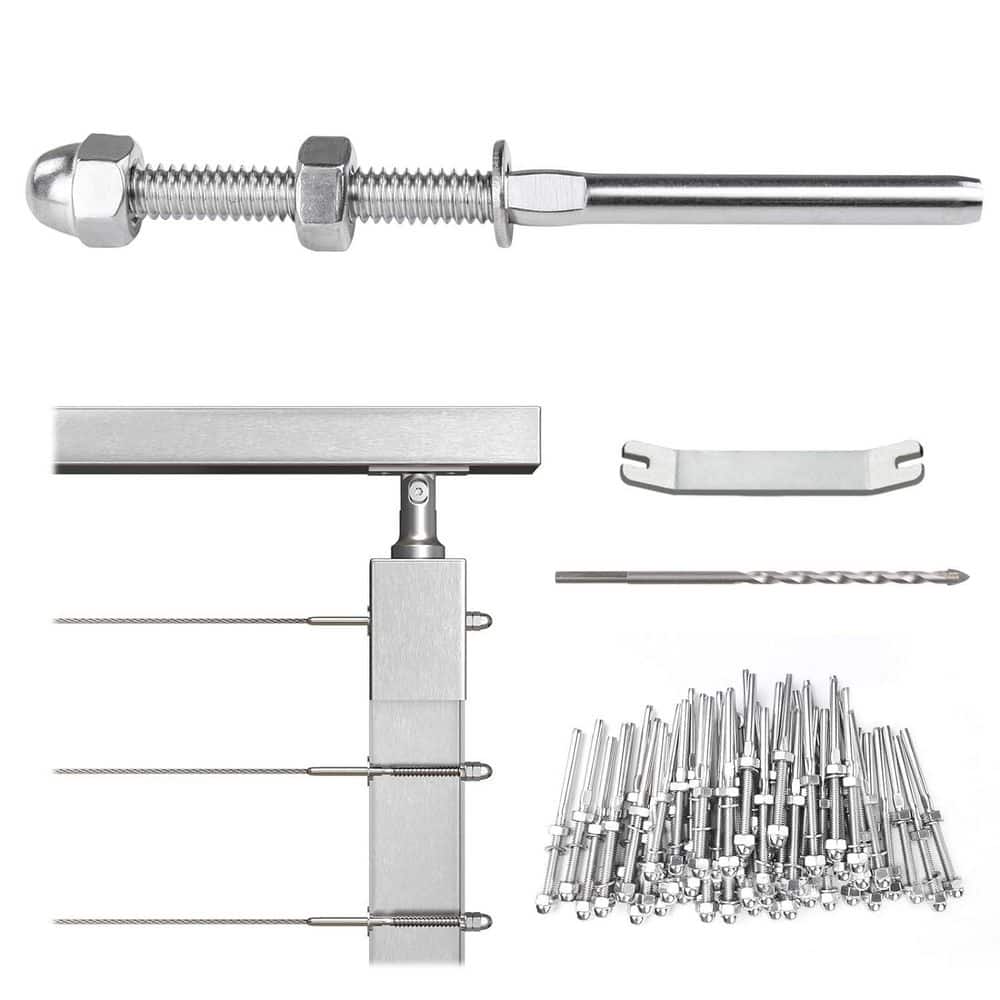 Afoxsos 1/8 in. Stainless Steel Hand Swage Threaded Stud Tensioner Kit ...