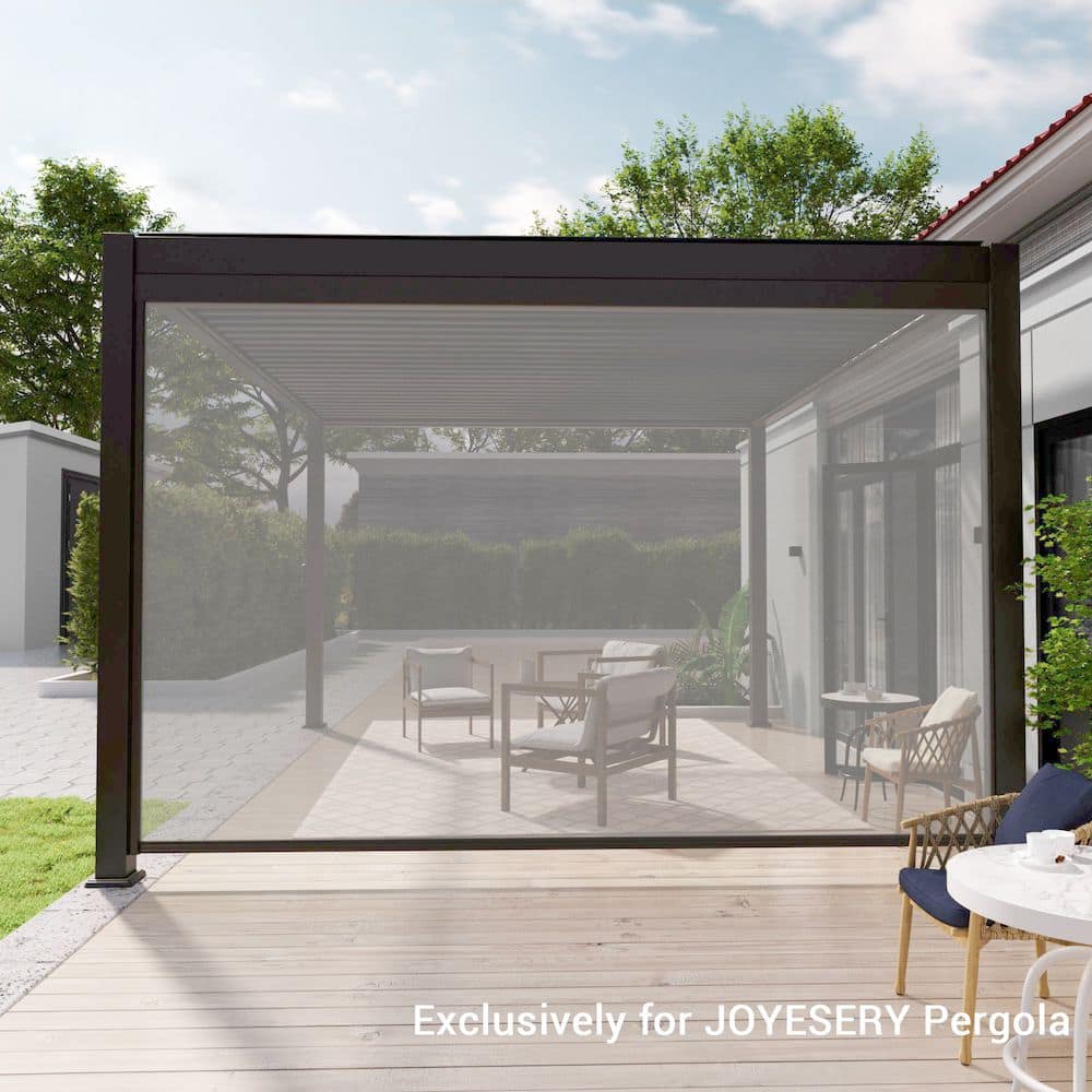 JOYESERY 12 ft. Outdoor Shade Pull Down Privacy Screen for Pergola ...