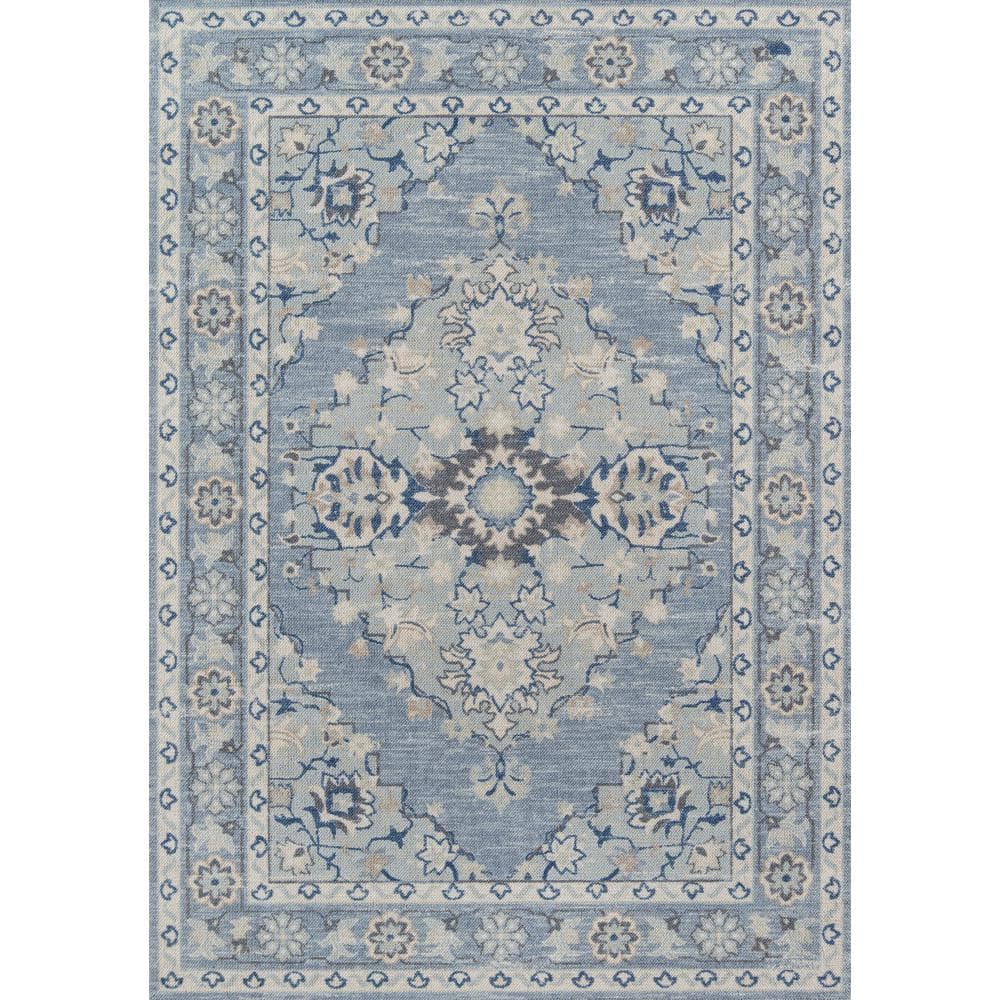 Momeni Anatolia Blue 9 ft. x 12 ft. Machine Made Medallion Blended Yarn ...