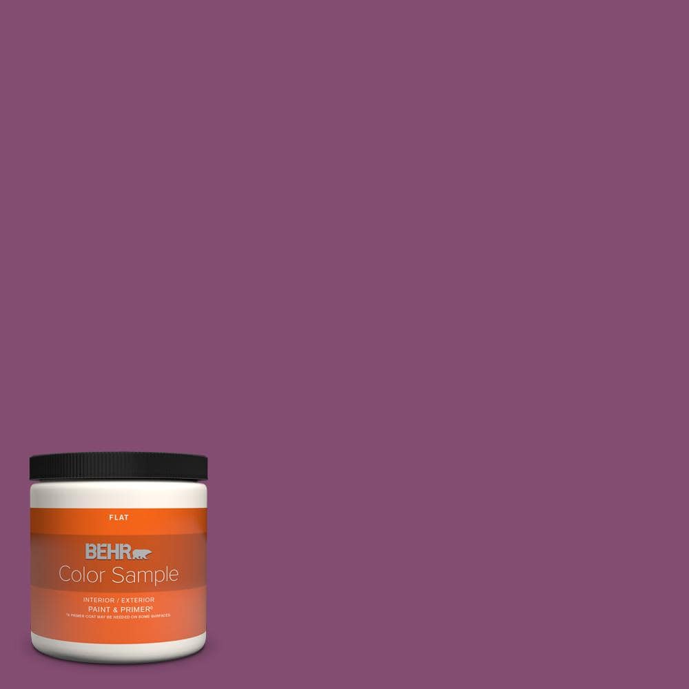 BEHR PREMIUM PLUS 8 oz. #680B-7 Sugar Plum Flat Interior/Exterior Paint ...