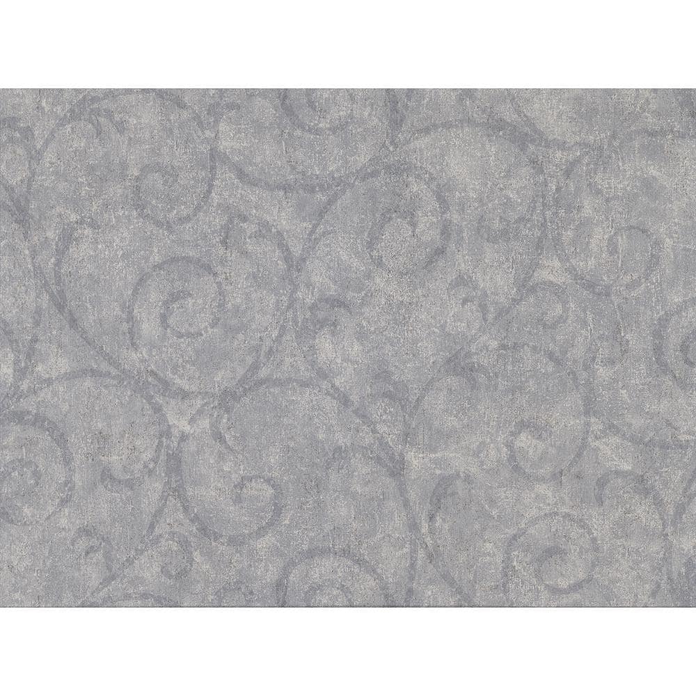 Warner Sansa Slate Plaster Scroll Vinyl Strippable Wallpaper (Covers 60 ...