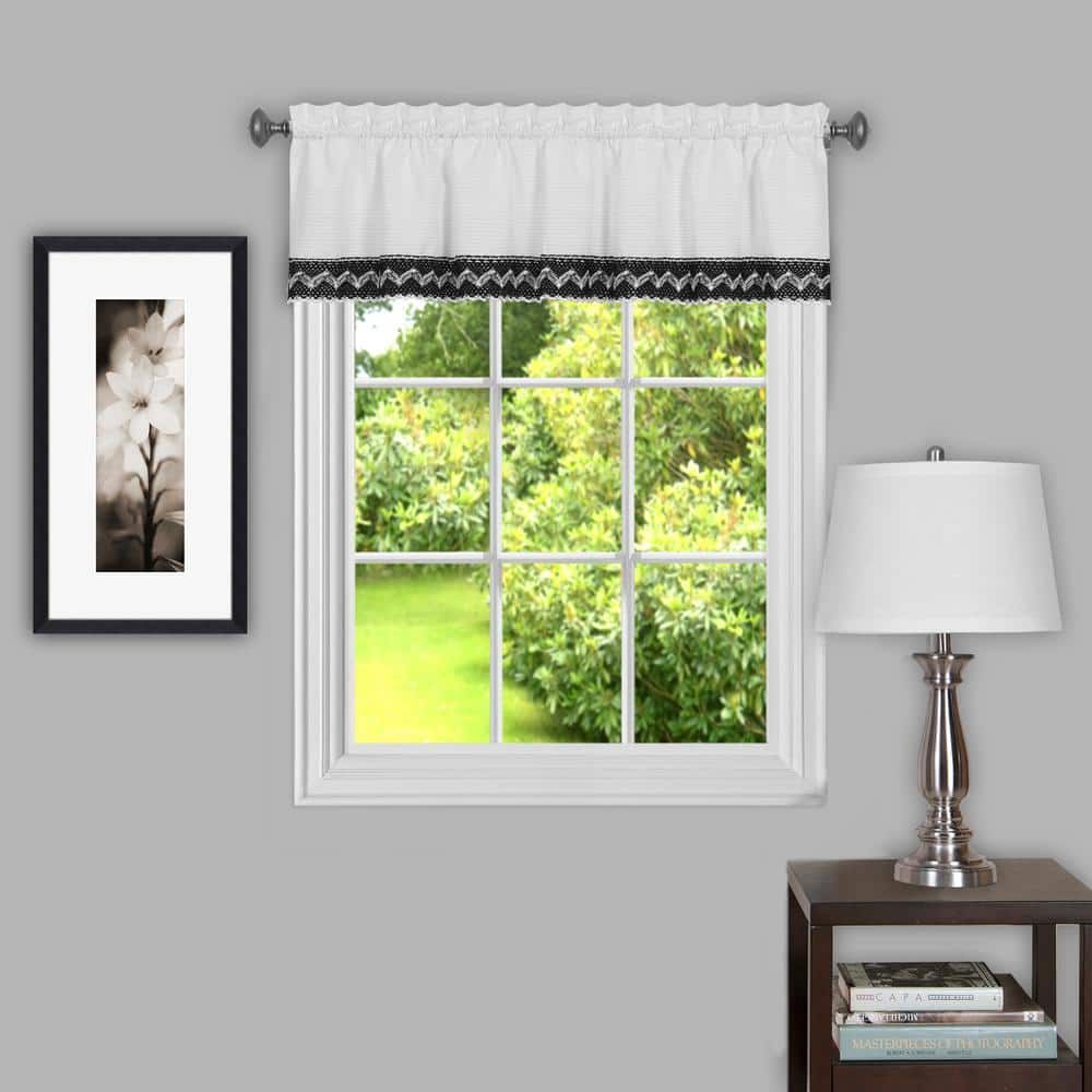 ACHIM Camden 14 in. L Polyester Valance in Black CMVL14BW12 - The Home ...