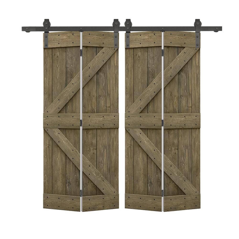 CALHOME 44 in. x 84 in. K Series Aged Barrel Stained DIY Wood Double Bi ...