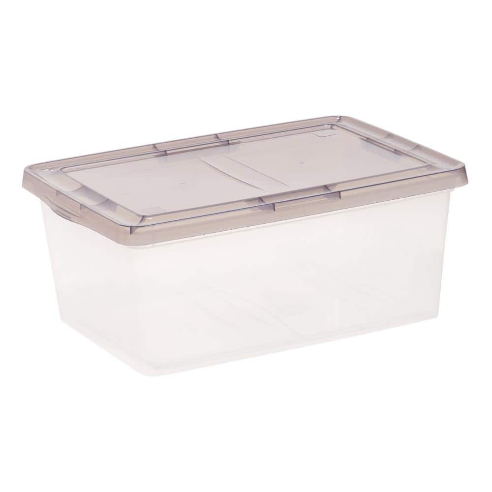 IRIS 17 Qt. Snap Top Plastic Storage Box, Clear with Gray Lid 500218 ...