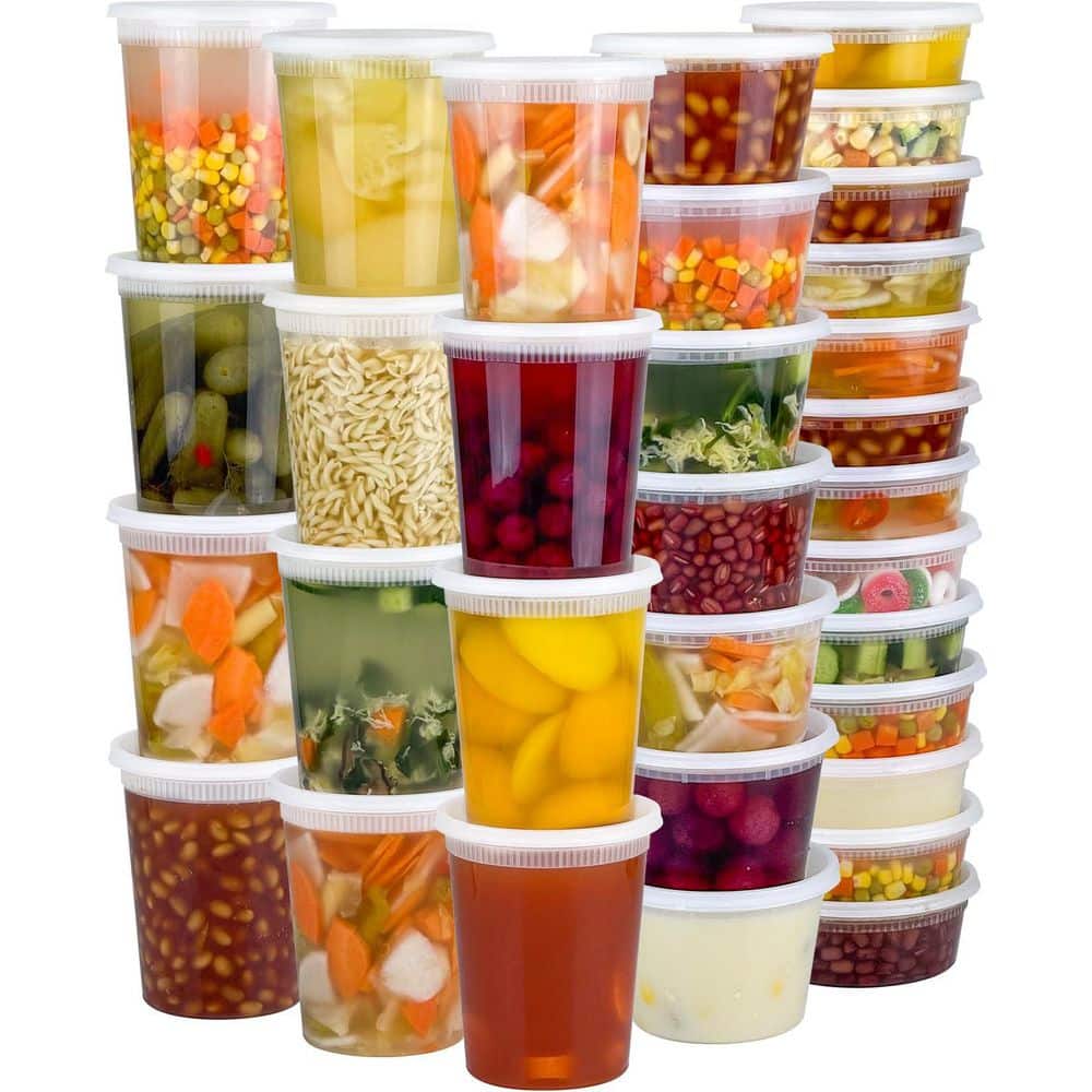 Numhew 60 Piece BPA-Free Leak-Proof Plastic Deli Containers Set, 32oz ...