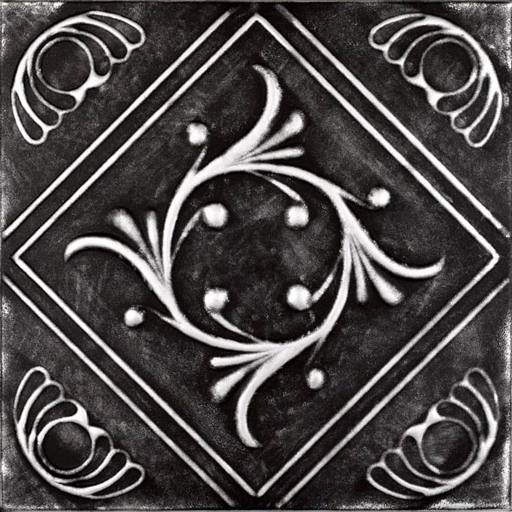 A La Maison Ceilings Diamond Wreath Black Silver 1.6 ft. x 1.6 ft ...