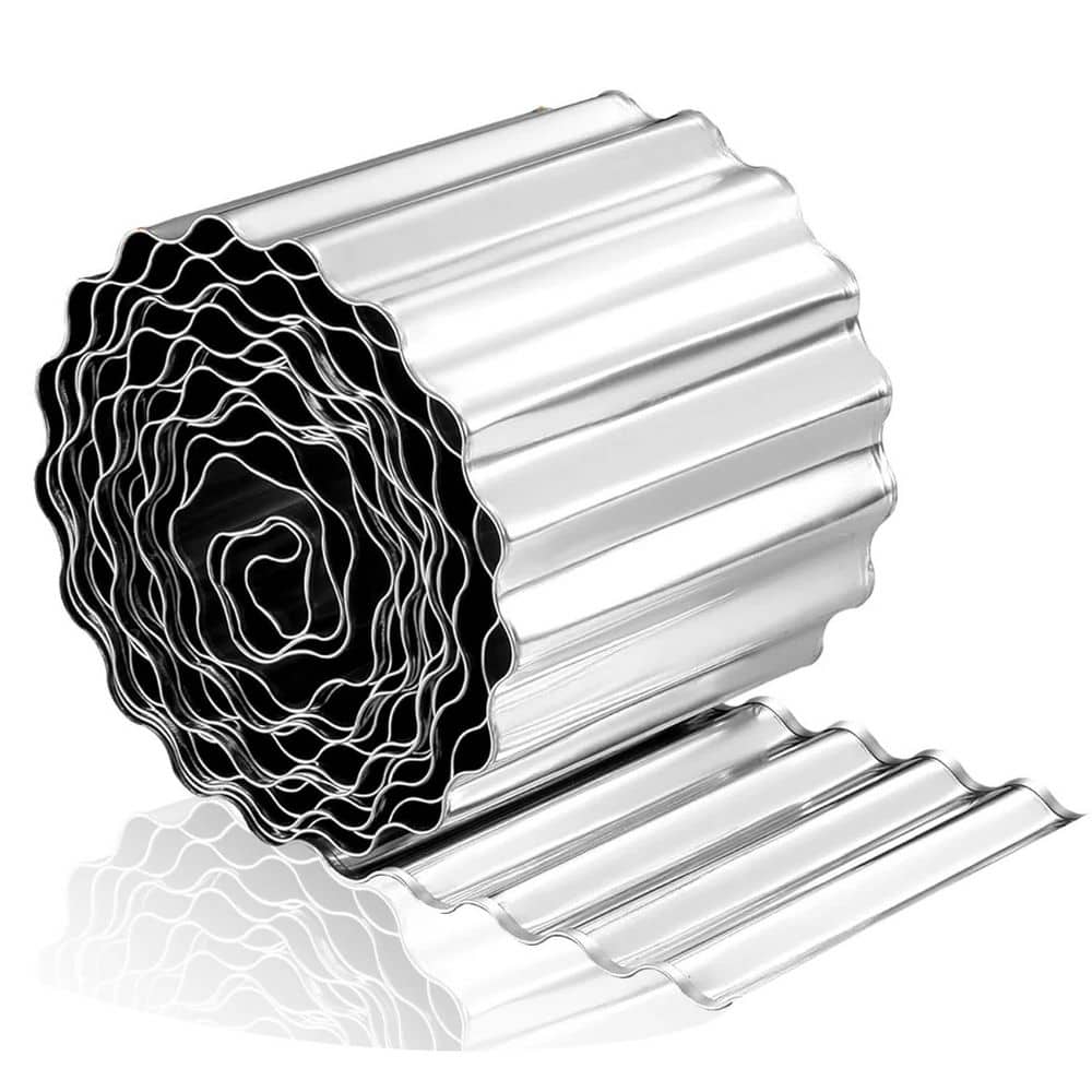 Oyezvary 20 ft. x 8 in. Corrugated Metal Edging Silver Durable Stylish ...