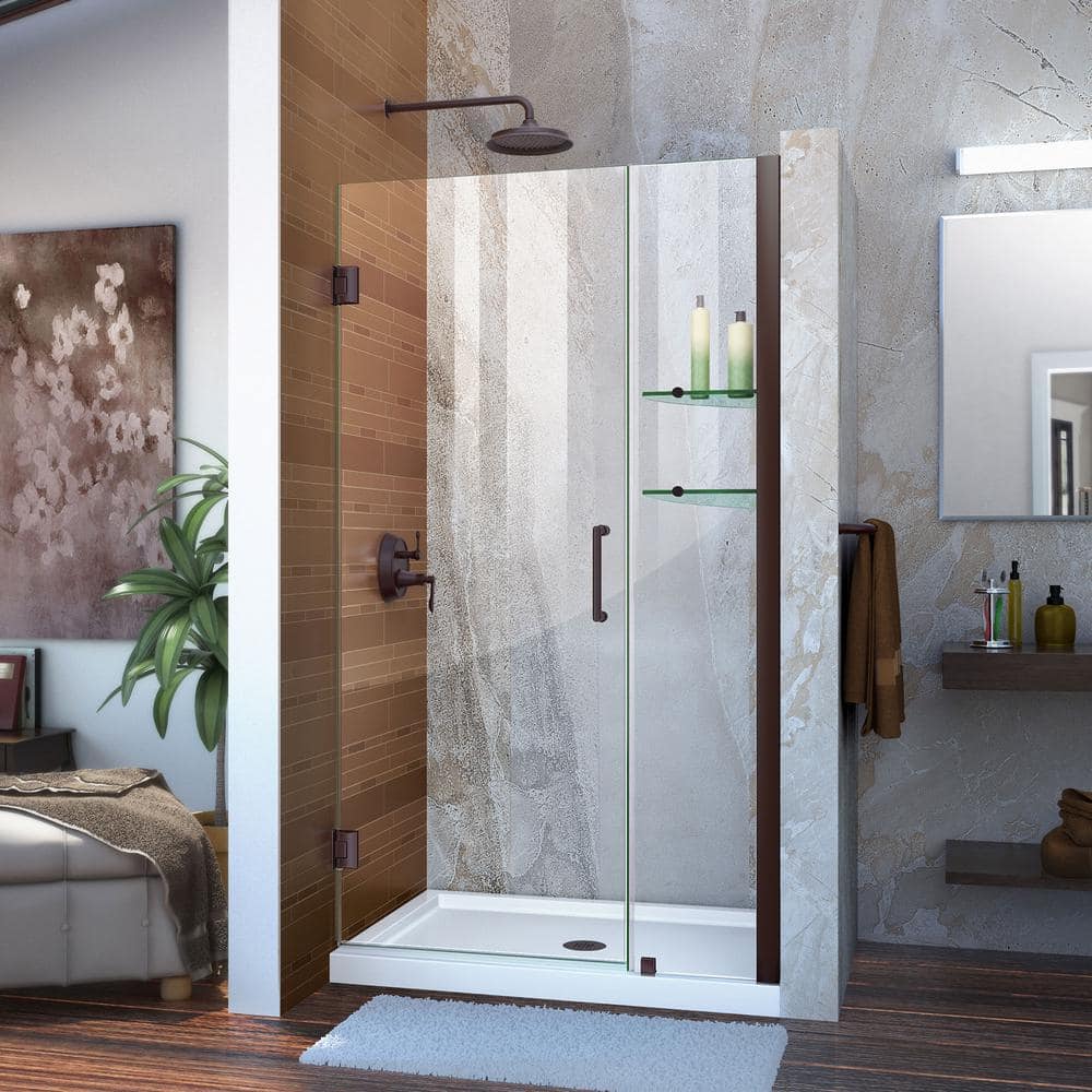 DreamLine Unidoor 42 to 43 in. x 72 in. Frameless Hinged Shower Door in ...