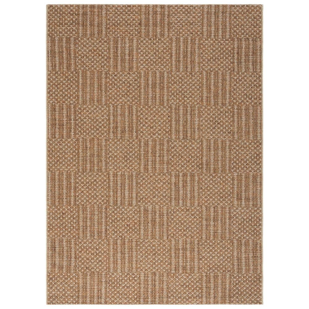 SAFAVIEH Sisal All-Weather Natural/Brown 9 ft. x 12 ft. Striped ...