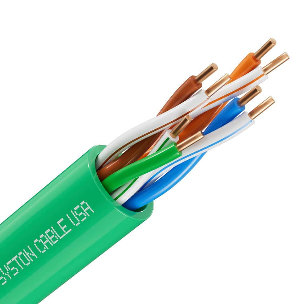 Syston Cable Technology 20 ft. Green CMR Cat5e 350 MHz 24 AWG Solid ...