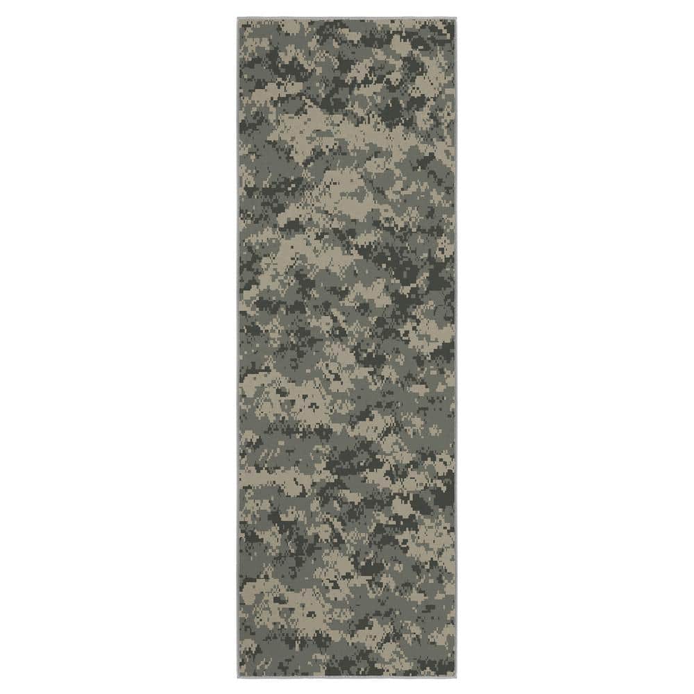 Ottomanson US ARMY Camo Non-Slip 2x5 Runner Rug For Man Cave, Bedroom ...