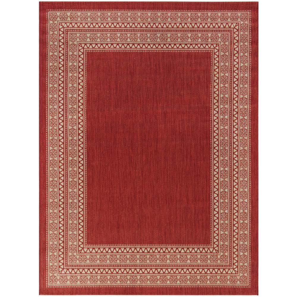 BALTA Red 8 ft. x 10 ft. Border Indoor/Outdoor Area Rug 3106059 - The ...