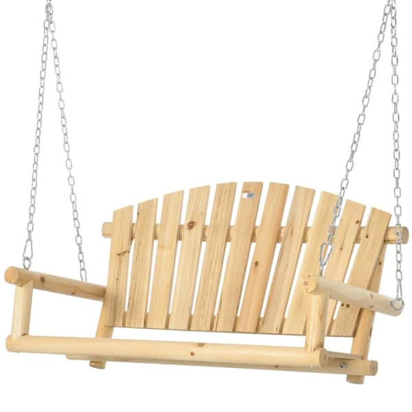 Tatayosi 2-Seater Natural Wood Outdoor Porch Swing P-DJ-P217701 - The ...