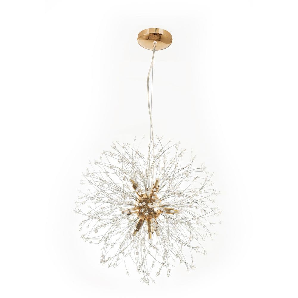 Pia Ricco 9-Light 21.65 in. Integrated LED Gold Firework Chandelier ...