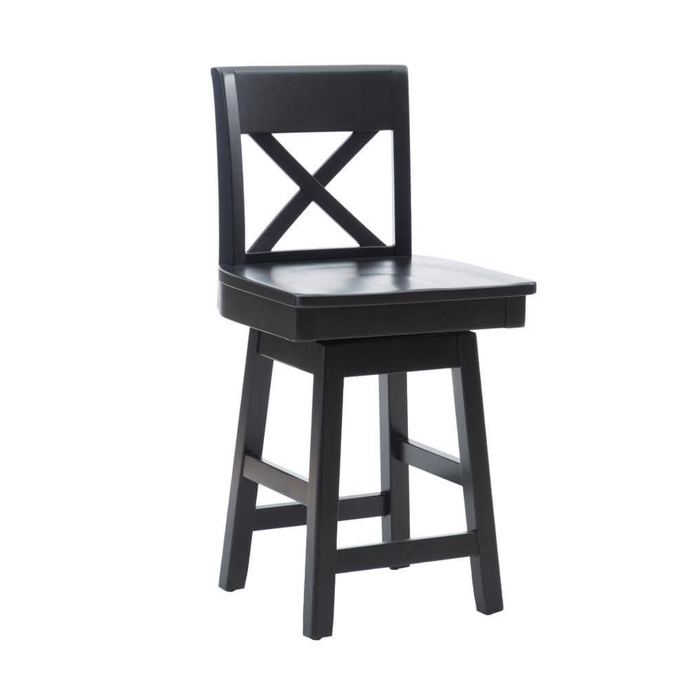 Linon Home Decor Leland 24 in. Seat Height Black High Back Wood Frame ...
