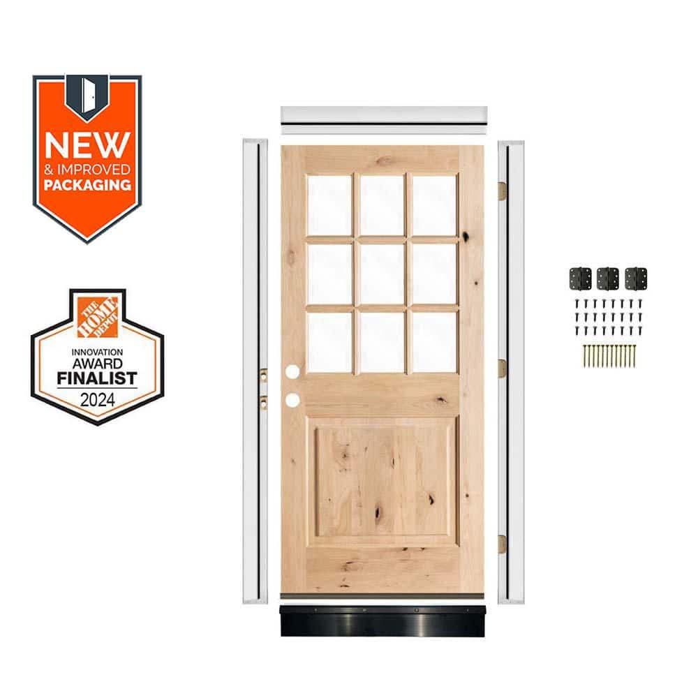 Krosswood Doors 36in.x80in. RH 9-Lite Clear Glass Unfinished ...