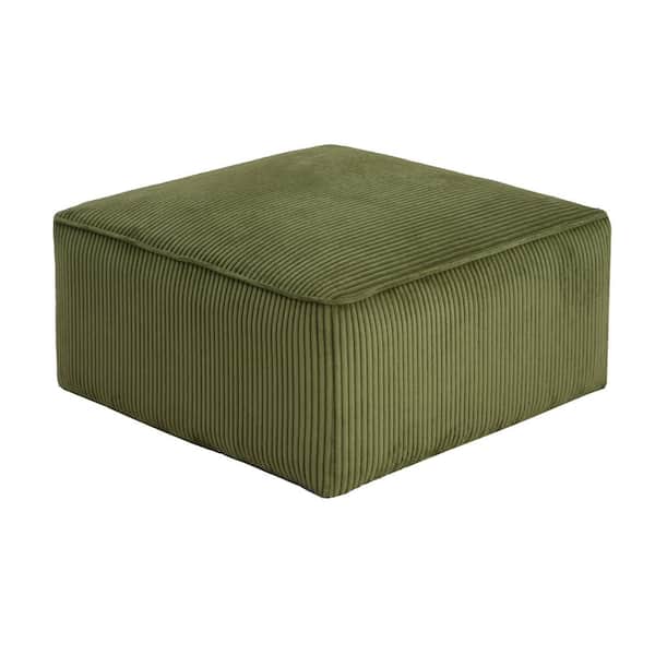 CHRISTOPHER KNIGHT HOME Olive Green Corduroy Square Accent Ottoman ...
