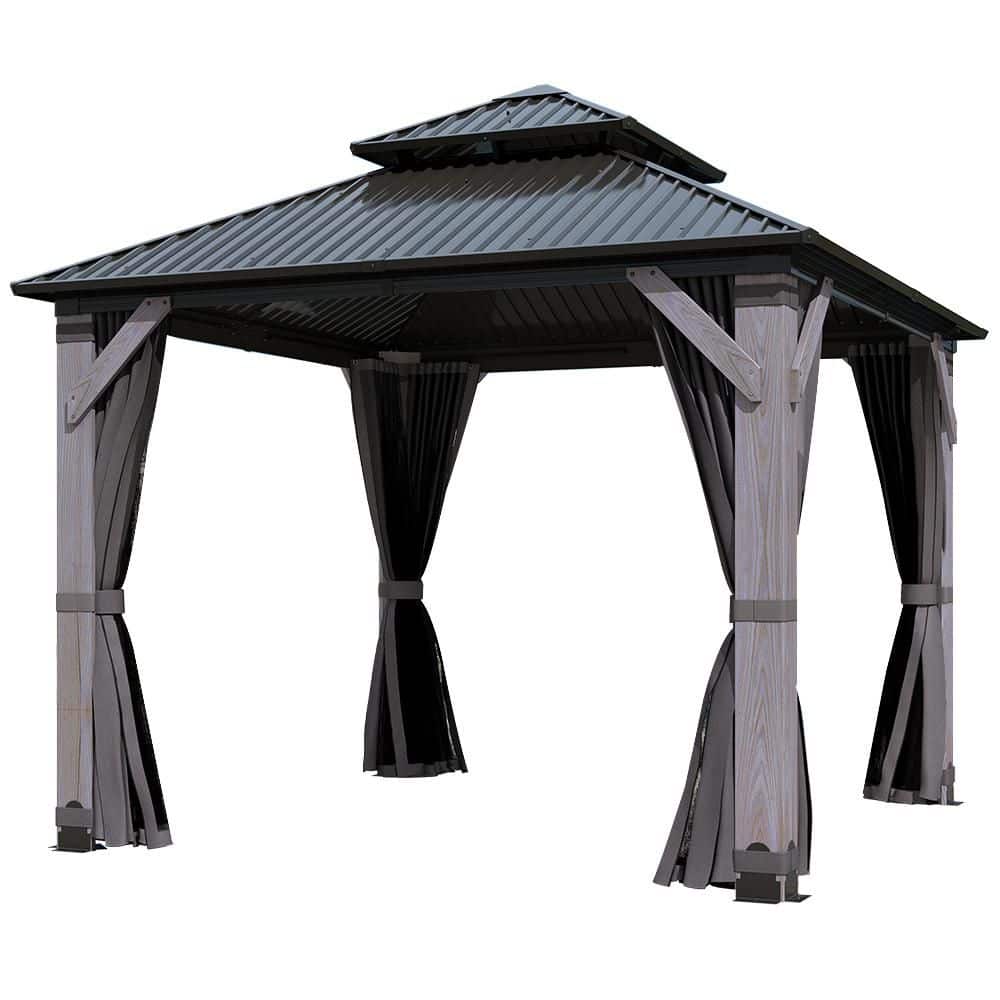 COVERONICS 10 ft. x 10 ft. Outdoor Hardtop Gazebo with Wood Posts ...
