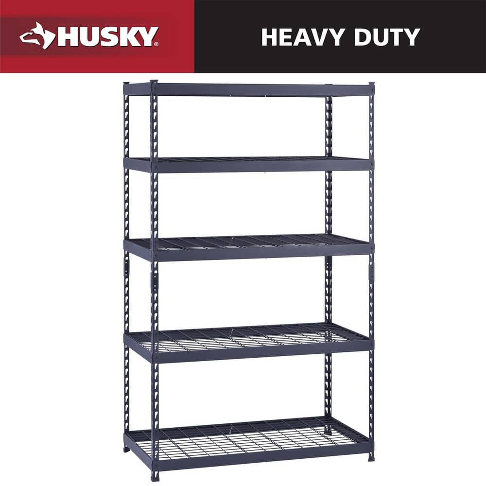 Husky 5-Shelf Metal Heavy-Duty Adjustable Garage Storage Shelving Unit ...