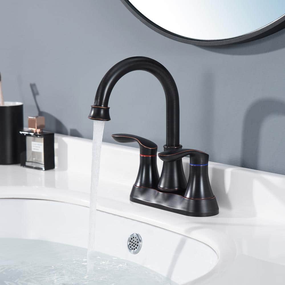 Tahanbath 4 in. 2-Handle Bathroom Faucet with Pop-Up Drain and Supply ...