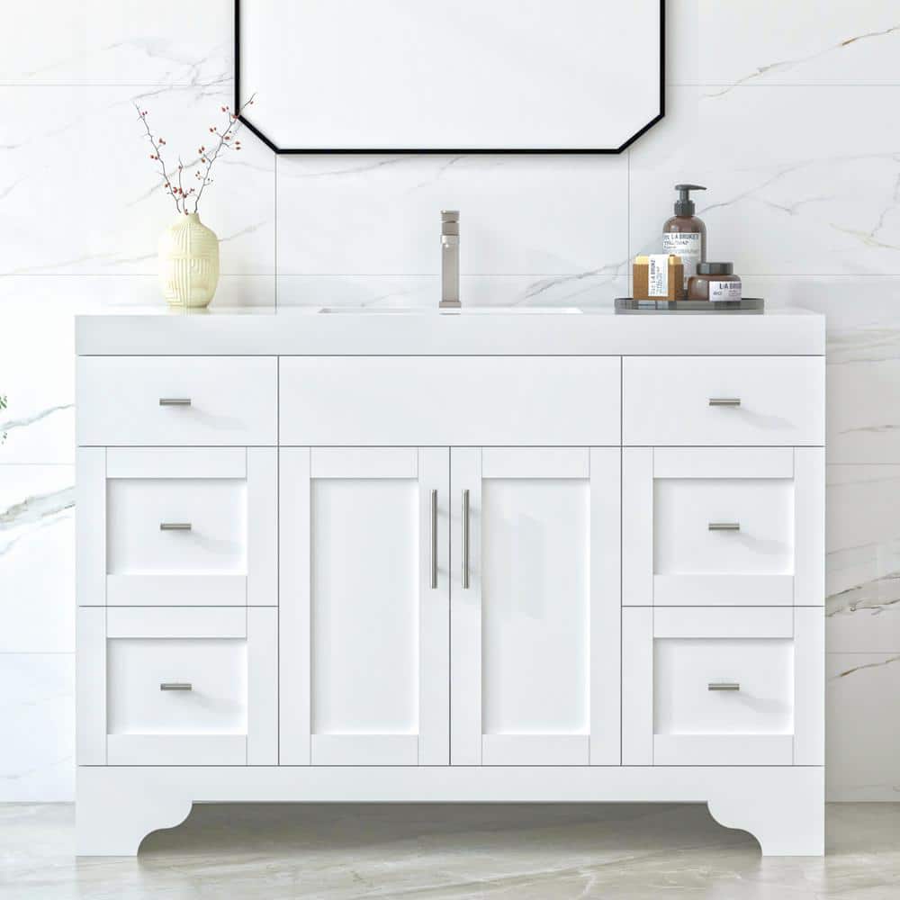 HOMEVY STUDIO Agnea 48 in. W. x 21 in. D x 35 in. H Single Sink ...