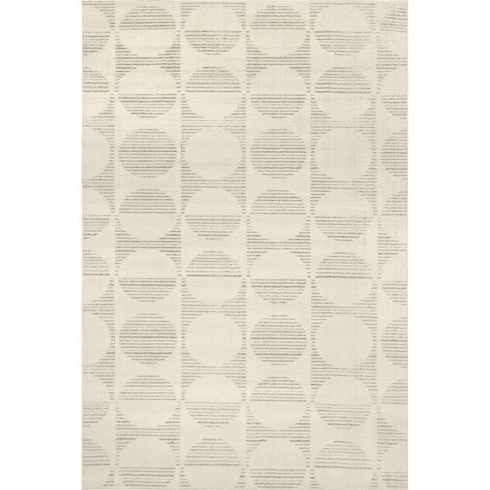nuLOOM Tera Solar Eclipse Modern Geometric Area Rug Beige 8' ft. x 10' ft. Area Rug AWCM02A-8010 ...