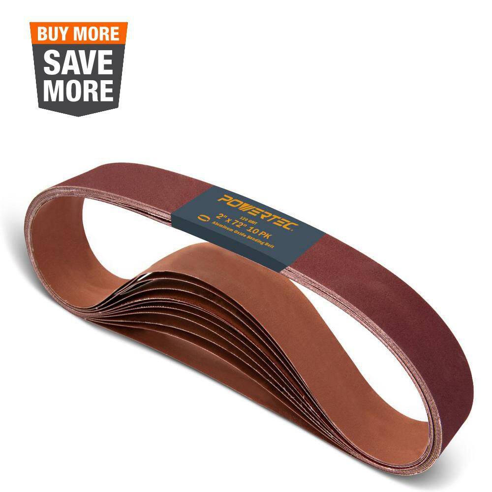 ‎POWERTEC 2 in. x 72 in. 120-Grit Aluminum Oxide Sanding Belts for Belt ...