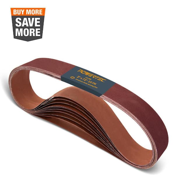 ‎POWERTEC 2 in. x 72 in. 120-Grit Aluminum Oxide Sanding Belts for Belt ...