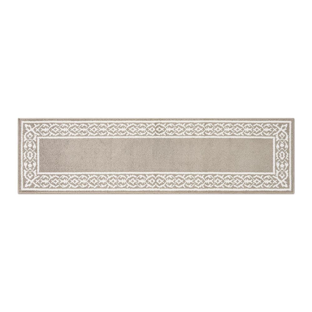 Laura Ashley Lorreta Two-tone Linen/Ivory 2 ft. × 6 ft. Tufted Border ...