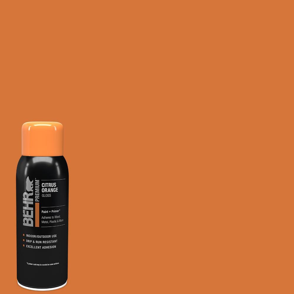 BEHR PREMIUM 12 oz. #SP-120 Citrus Orange Gloss Interior/Exterior Spray ...