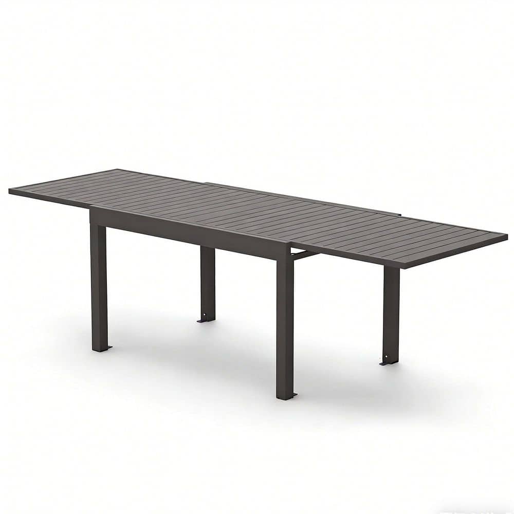 106 in. Rectangular Tabletop Wood Outdoor Dining Table with Extension ...