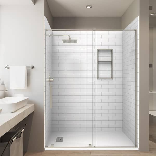CASTICO Subway 36in. x 60in. x 84 in. Solid Composite Stone Alcove ...