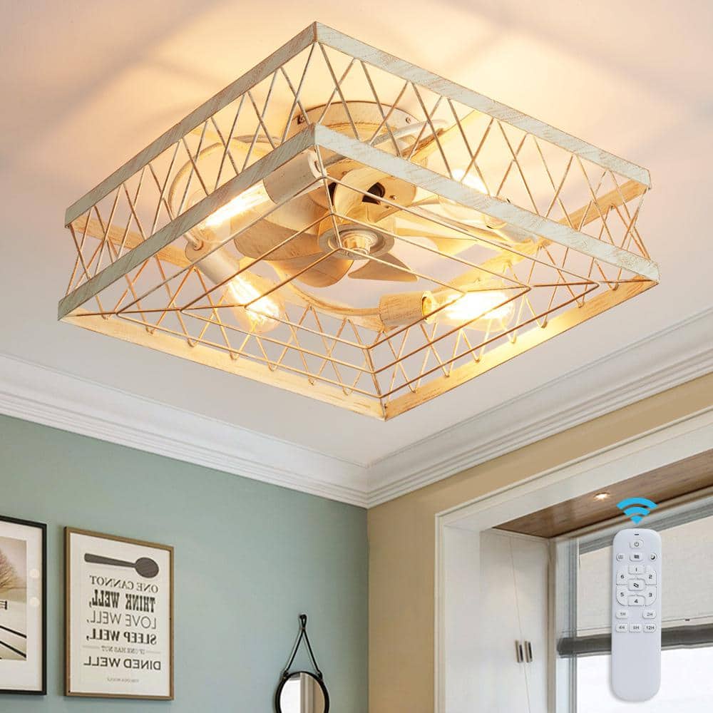 Deyidn 19.69 in. Smart Indoor Platinum Low Profile Standard Ceiling Fan ...