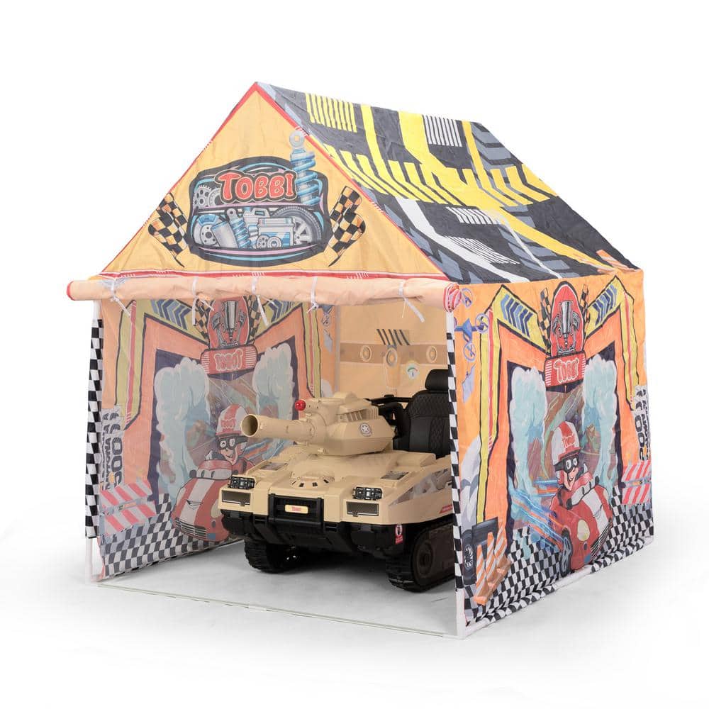 TOBBI 55 in. L Kids Ride-On Toy Car Cover Kids Garage Tent Playhouse ...
