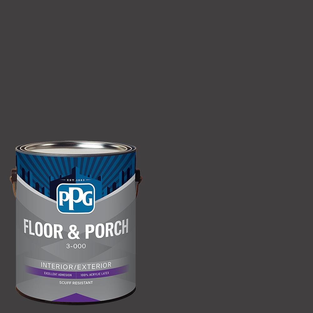 PPG 1 gal. PPG1001-7 Black Magic Satin Interior/Exterior Floor and ...