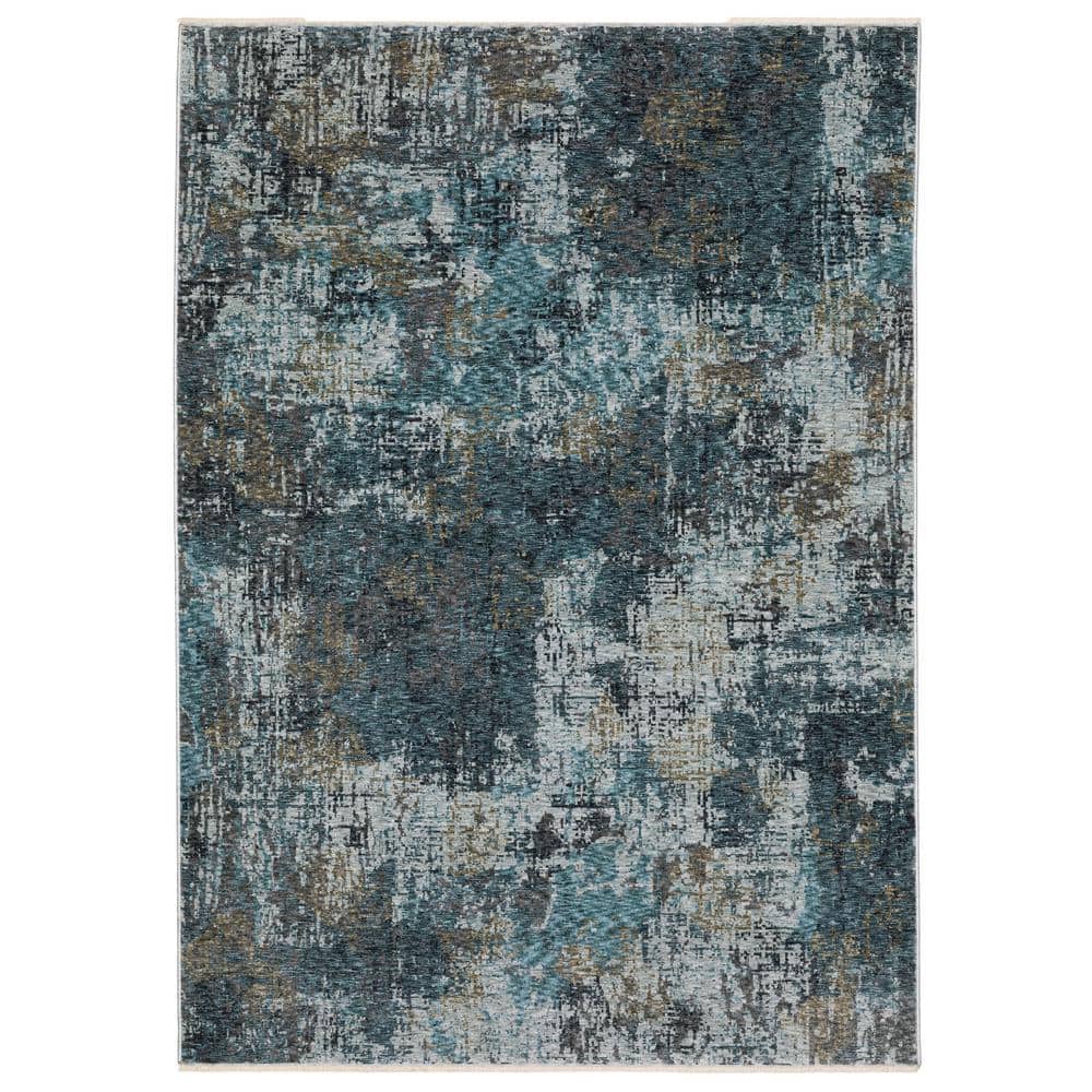 AVERLEY HOME Haven Blue/Gray 6 ft. x 9 ft. Abstract Interstellar ...