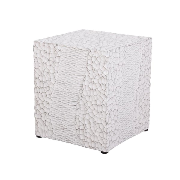 Tenleaf Antique White Concrete Outdoor Side Table with Extension VM705 ...