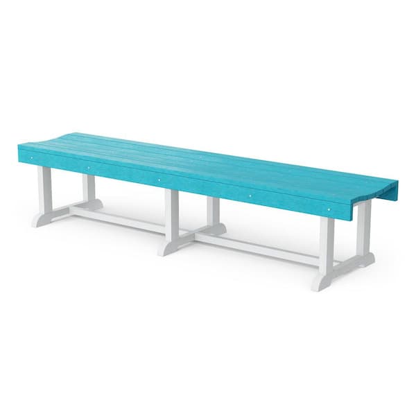 Wildridge Heritage 68 in. Aruba Blue and White HDPE Plastic Outdoor ...