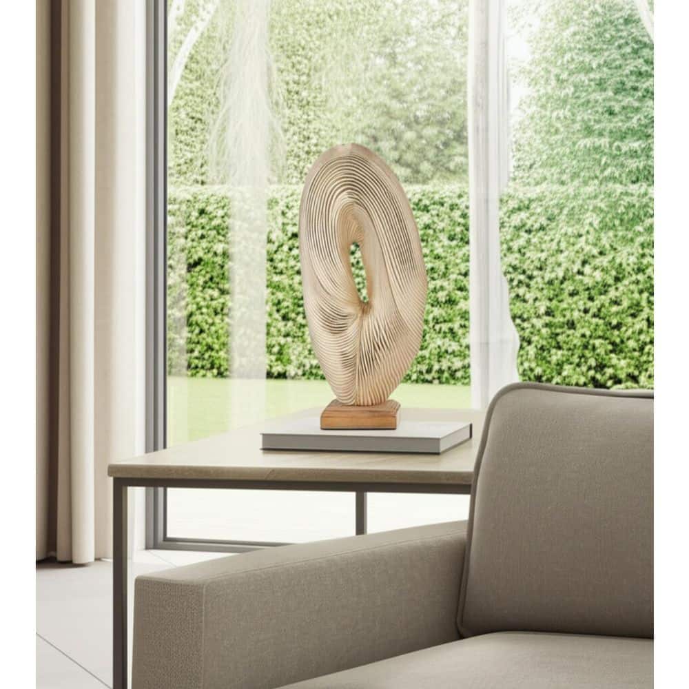 Liv & Skye Gold 8 in. x 17.25 in. Metal Abstract Textured Form Oval ...