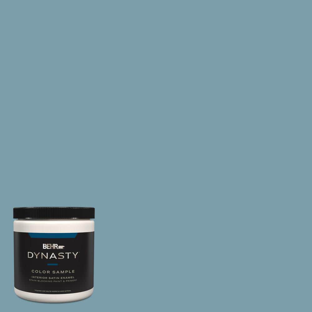 BEHR DYNASTY 8 oz. #S470-4 Dolphin Blue One-Coat Hide Satin Enamel ...