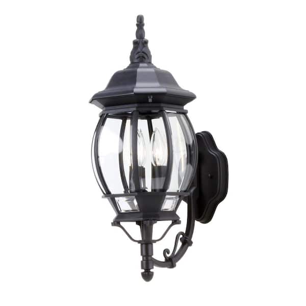 Hampton Bay 3-Light Outdoor Black Wall Lantern GNC1613A-BK - The Home Depot