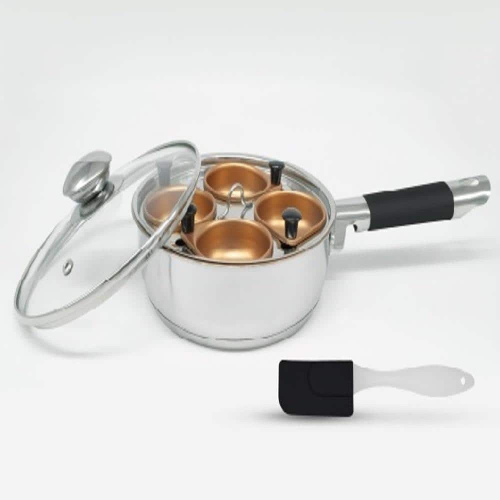 Cook Pro 4 Cup Gold Tone Egg Poacher All-In-One 7.5 in. Stainless Steel ...