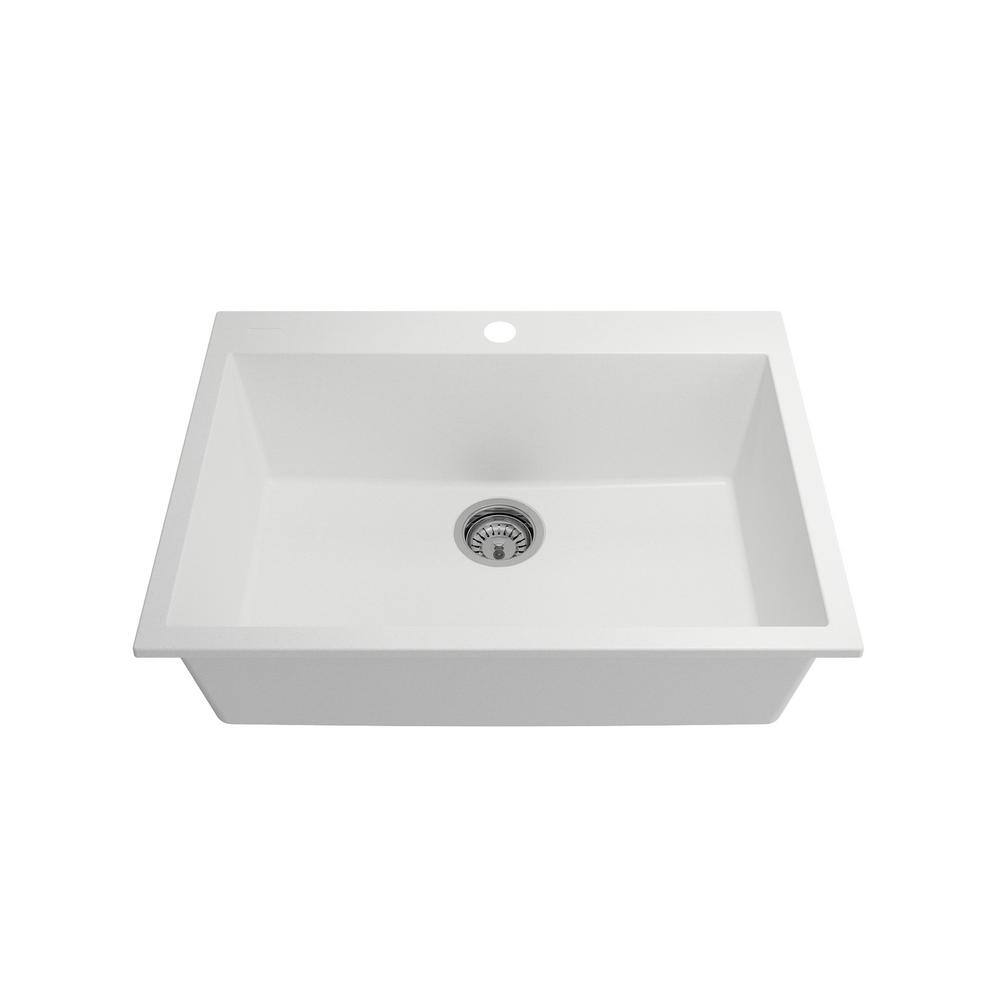 TerraLife Hyperion 27 in. Drop-In/Undermount Single Bowl Matte White ...