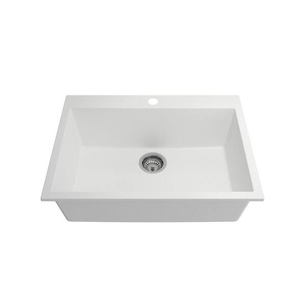 TerraLife Hyperion 27 in. Drop-In/Undermount Single Bowl Matte White ...