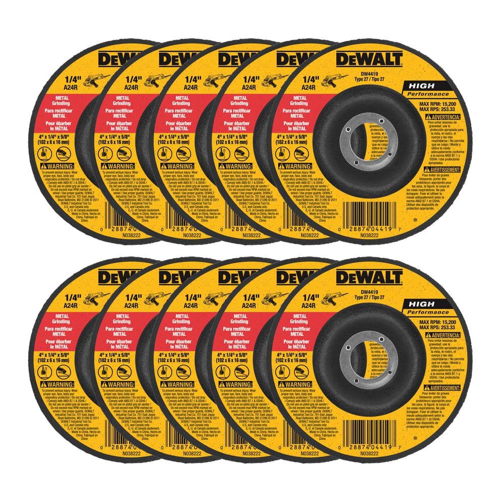 DEWALT 4 in. x 1/4 in. x 5/8 in. General Purpose Metal Grinding Wheel ...