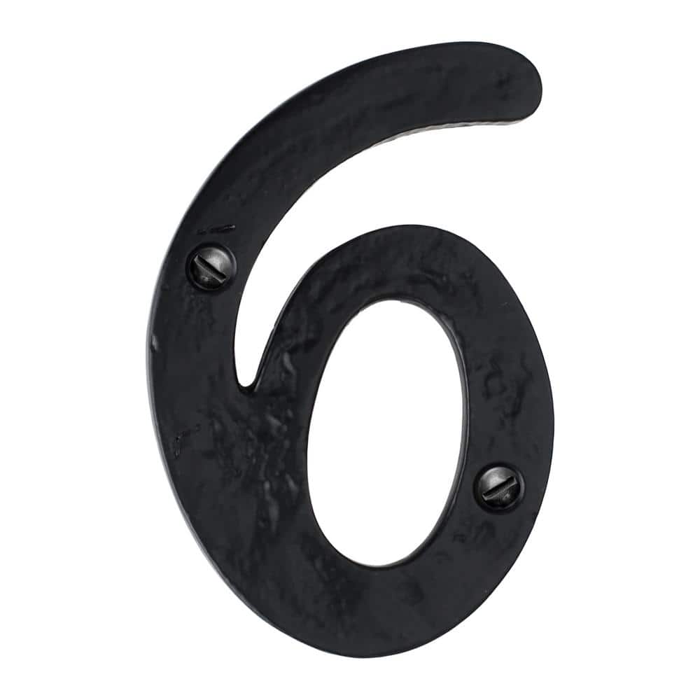 Mascot Hardware Hammered 4 in. Black House Number 6 HN1-4-07EXB - The ...