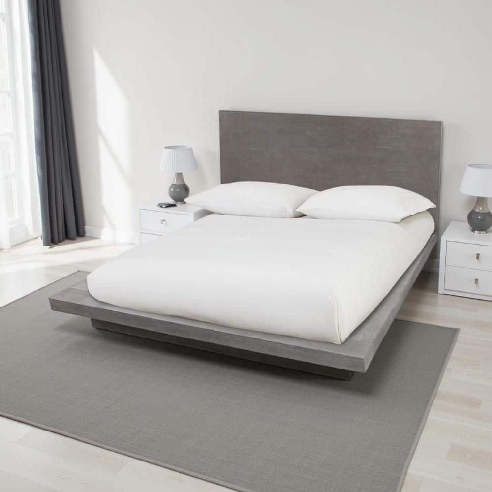 Benjara Nels Gray Wood Frame Full Size Platform Bed with Platform ...